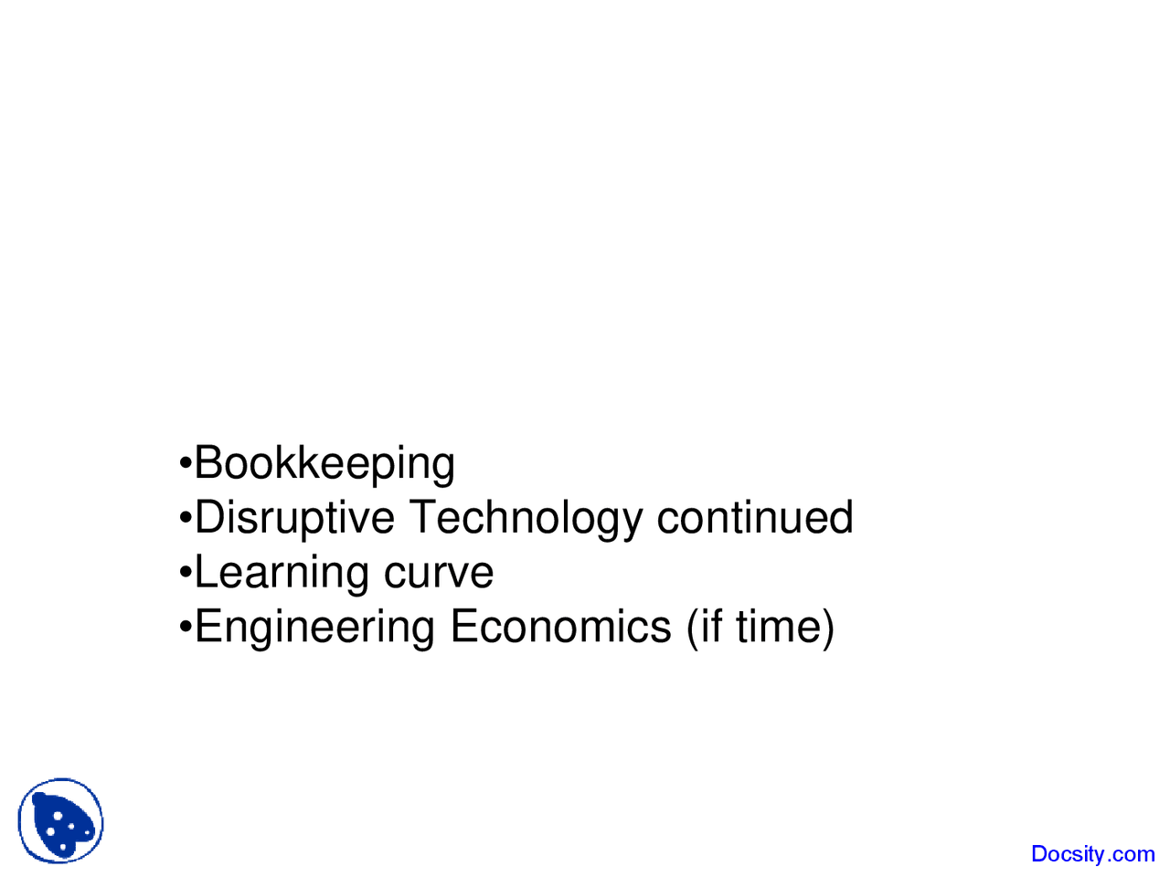 Bookkeeping Buisness Management Lecture Slides Docsity