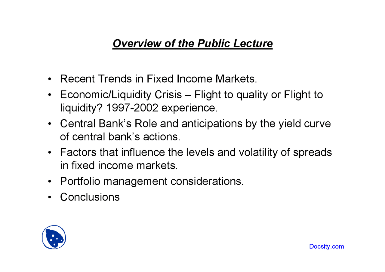 Overview Of The Public Lecture Banking Lecture Slides Docsity