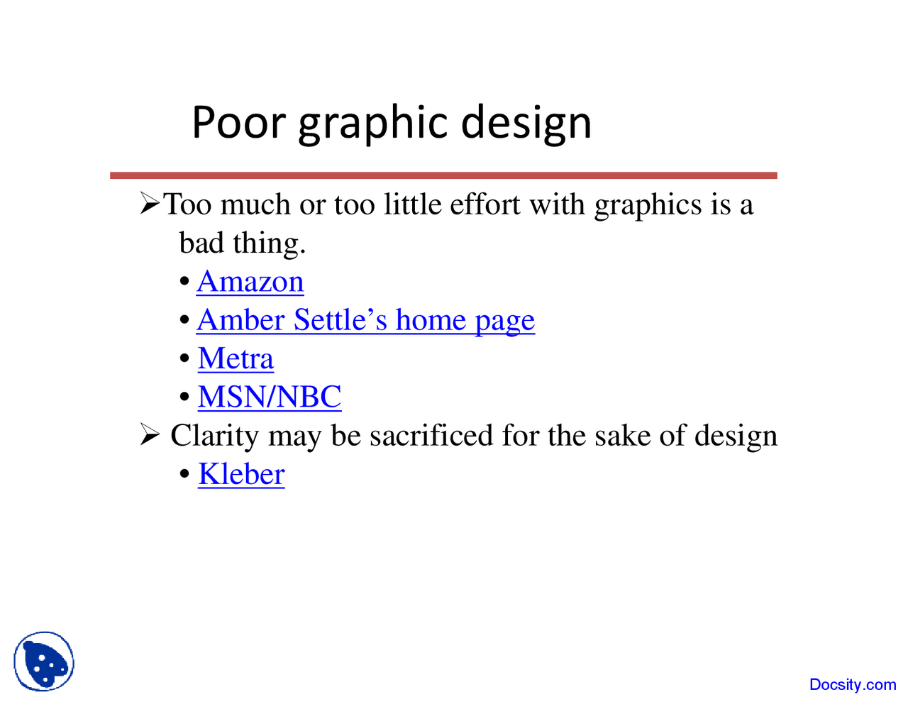 Poor Graphic Design - E-Commerce - Lecture Slides | Slides Fundamentals of E-Commerce | Docsity