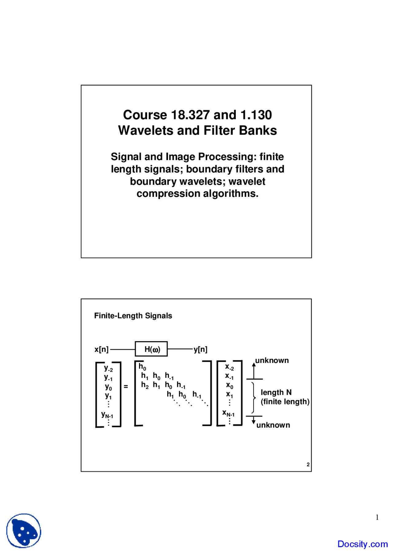 Signal And Image Processing Banking Lecture Slides Docsity
