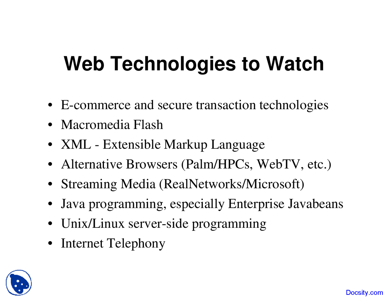 Web Technologies and Job Search Tips for Aspiring Webmasters | Slides Fundamentals of E-Commerce ...