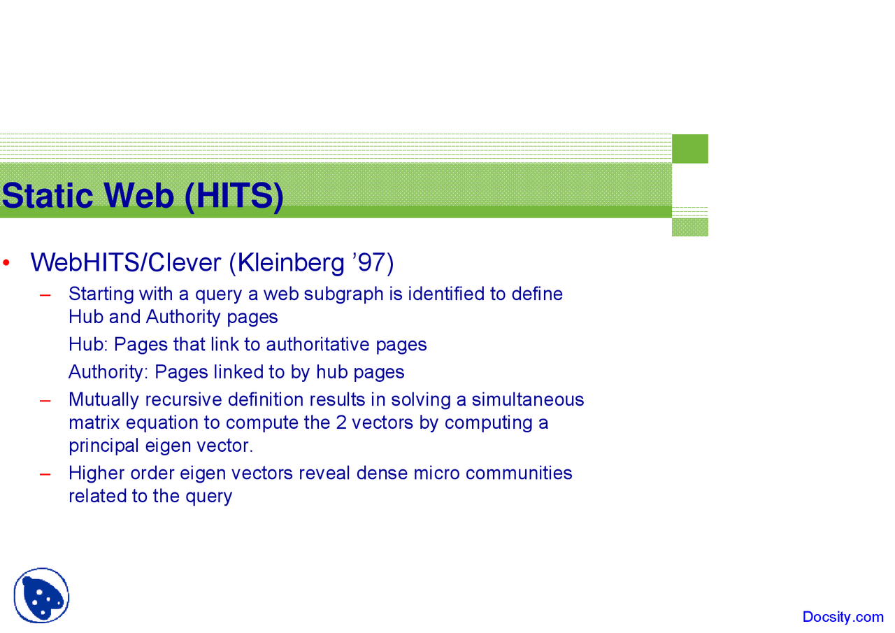 Static Web - E-Commerce - Lecture Slides | Slides Fundamentals of E-Commerce | Docsity