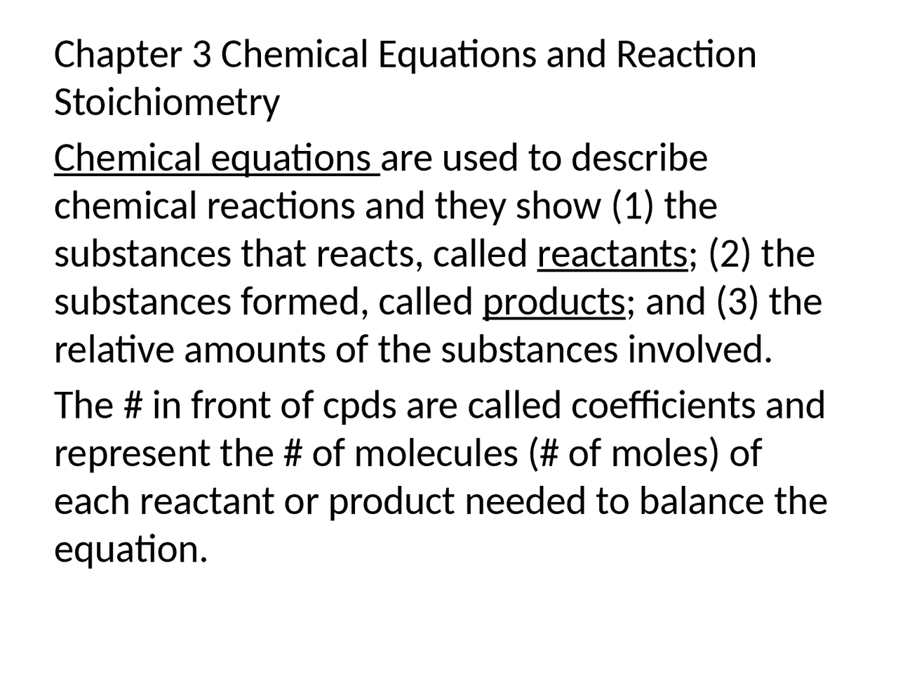 Chemical Equations and Reaction Stoichiometry - Lecture Notes | CHEM ...