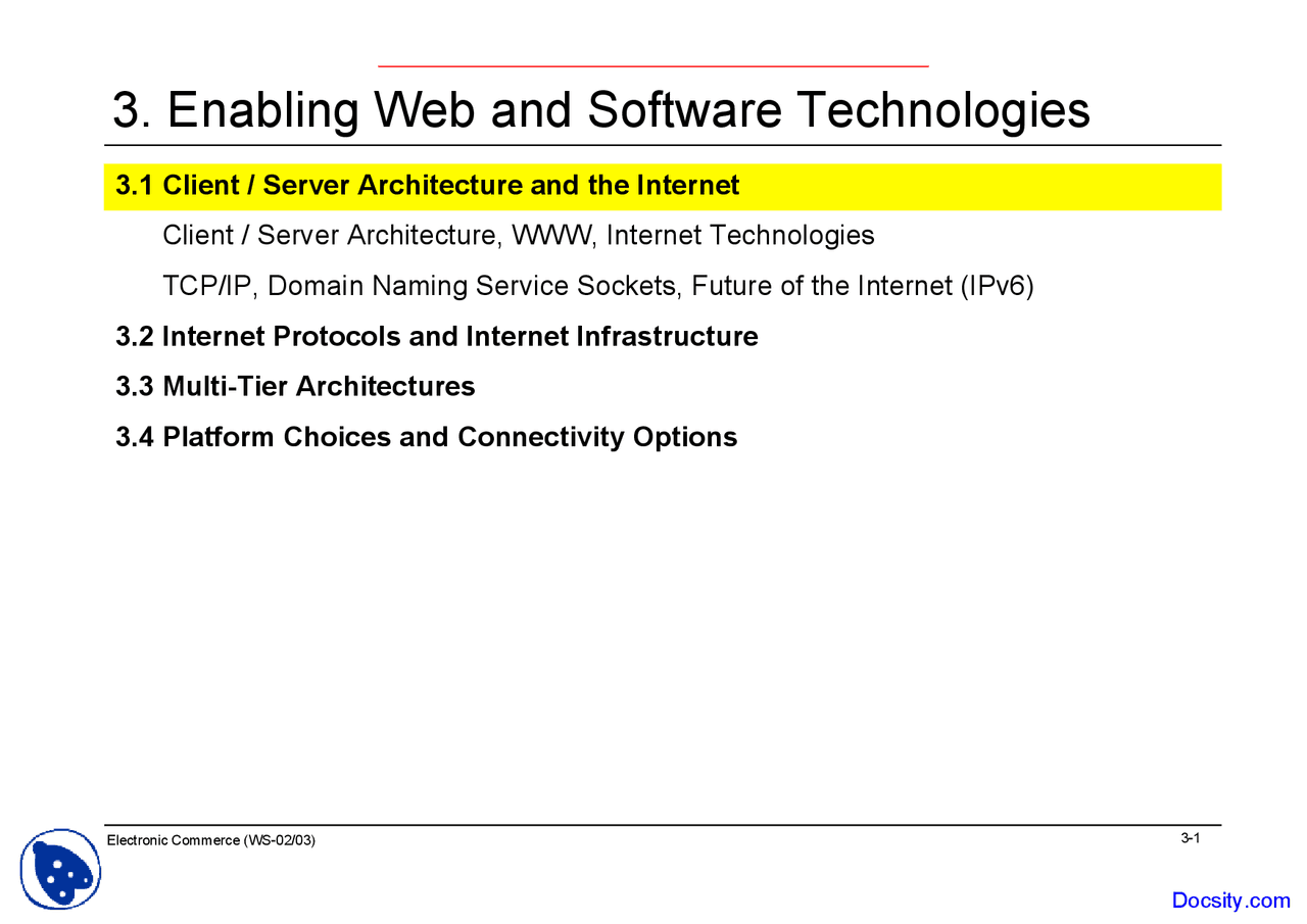 Software Technologies E Commerce Lecture Slides Docsity