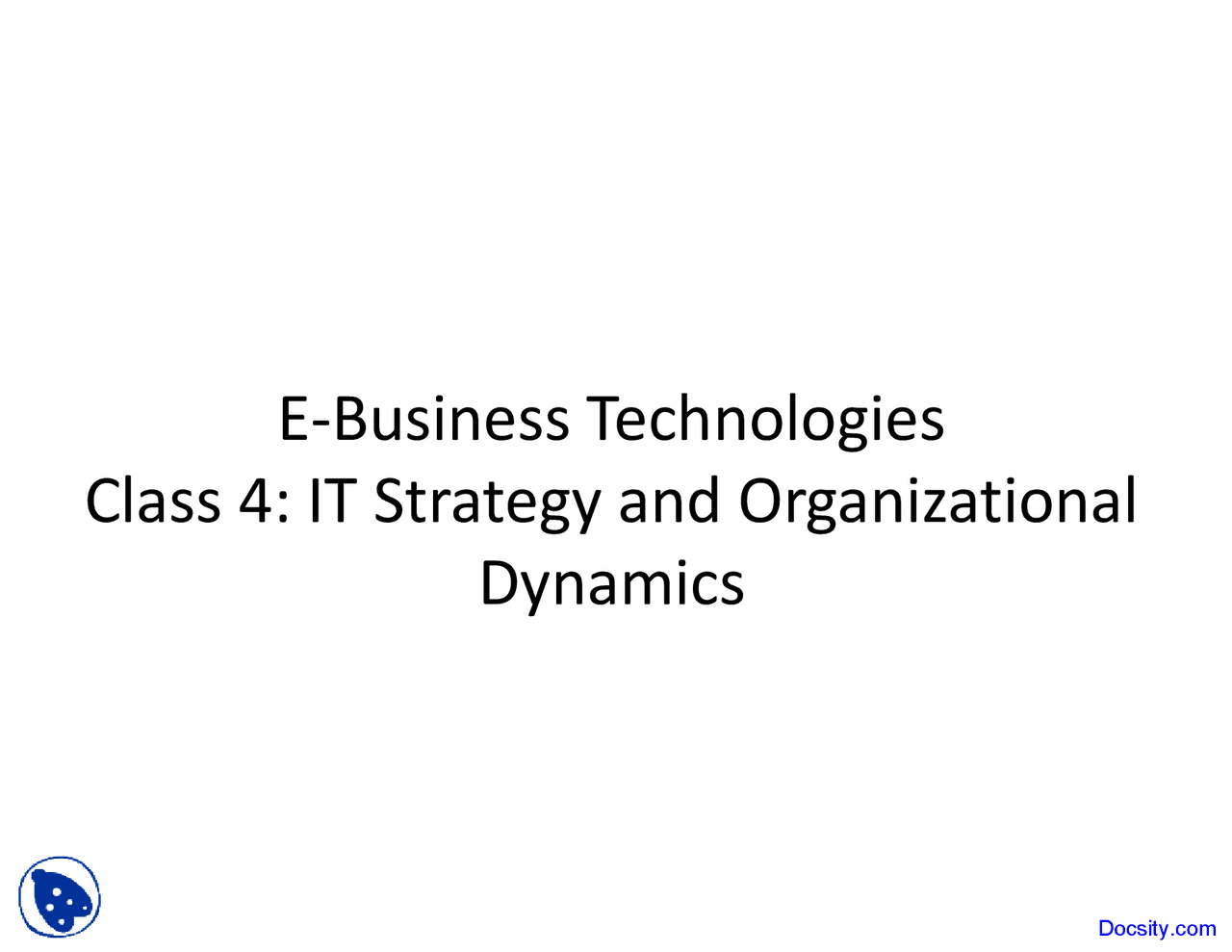 Organizational Dynamics E Commerce Lecture Slides Docsity