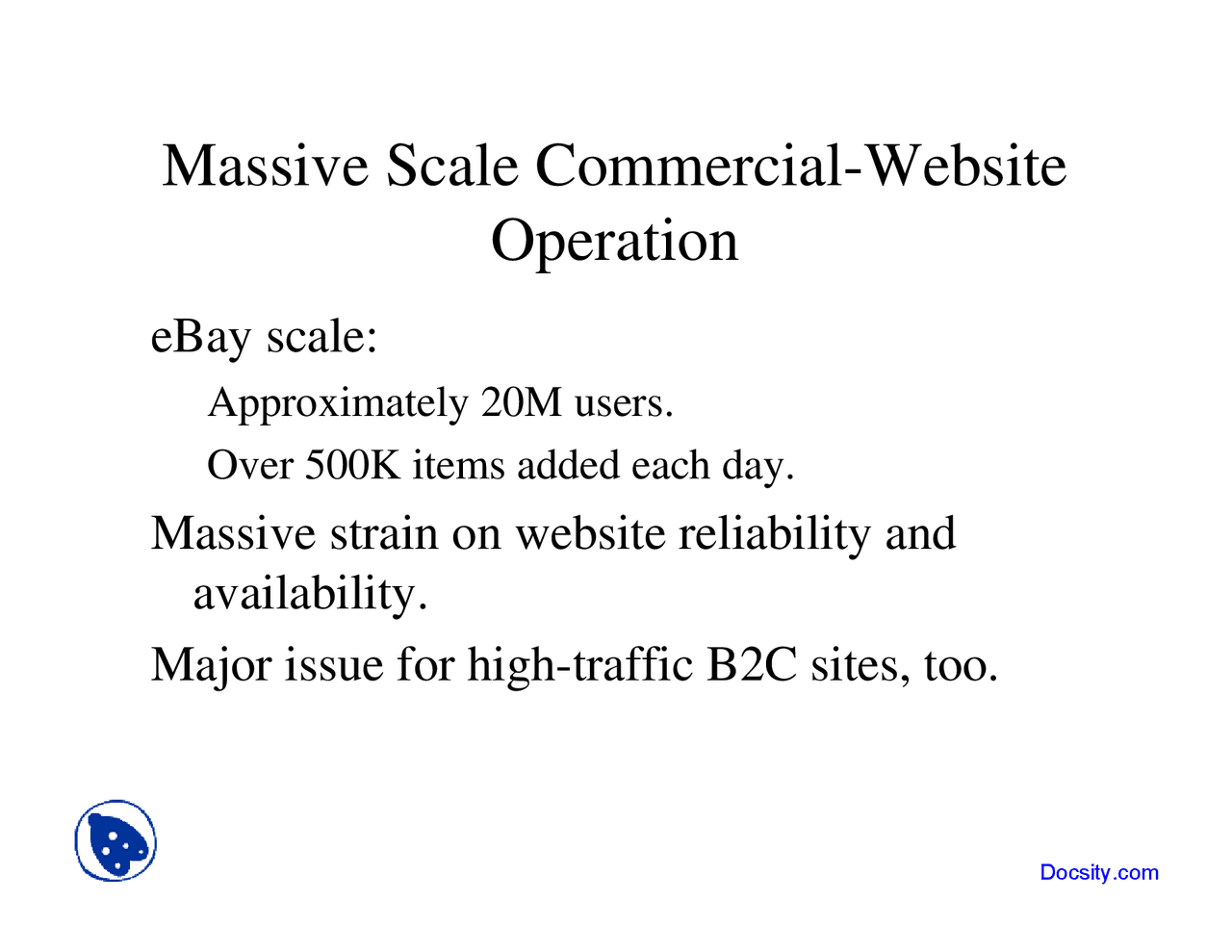 Massive Scale Commercial E Commerce Lecture Slides Docsity