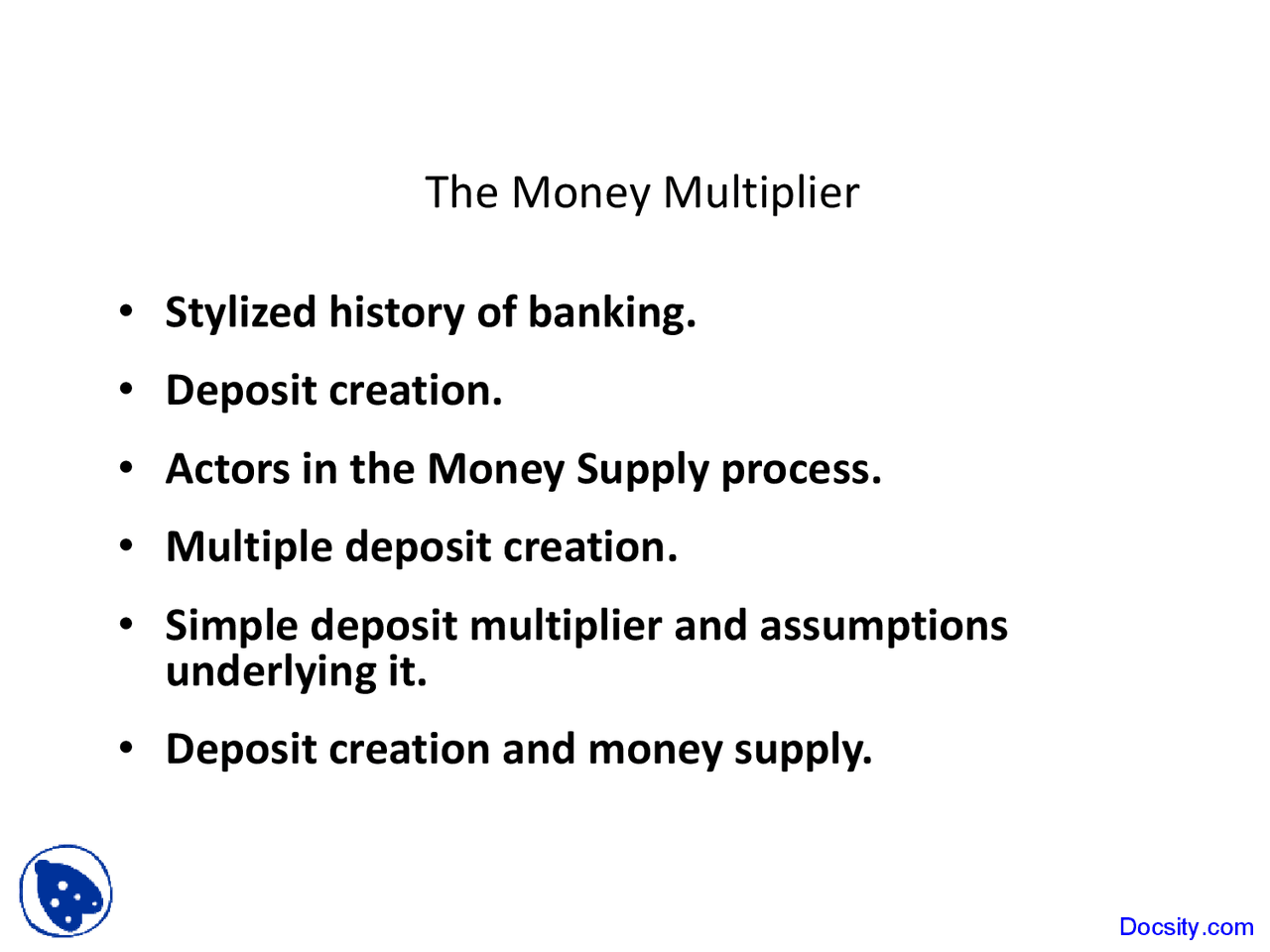 The Money Multiplier Banking Lecture Slides Docsity