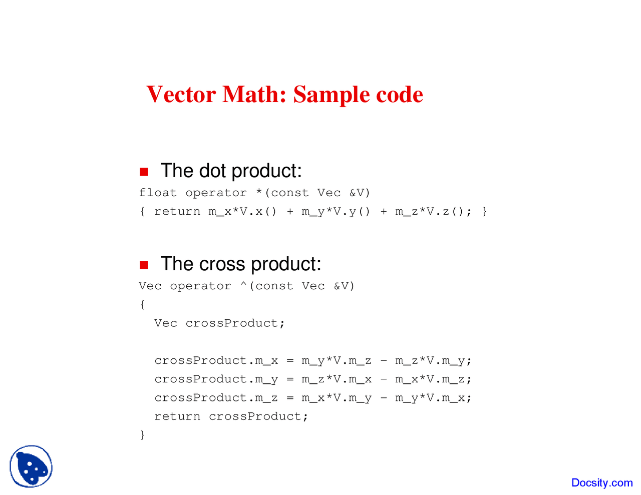 Vector Math E Commerce Lecture Slides Docsity