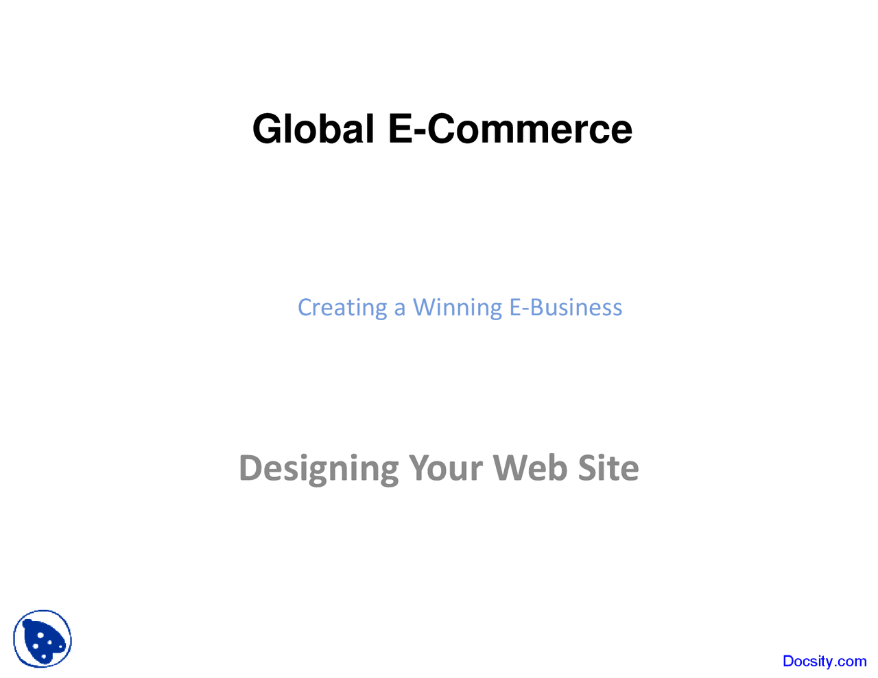 Web Site Planning E Commerce Lecture Slides Docsity