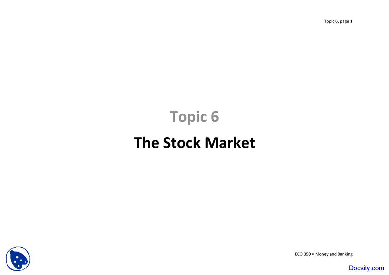 The Stock Market Banking Lecture Slides Docsity