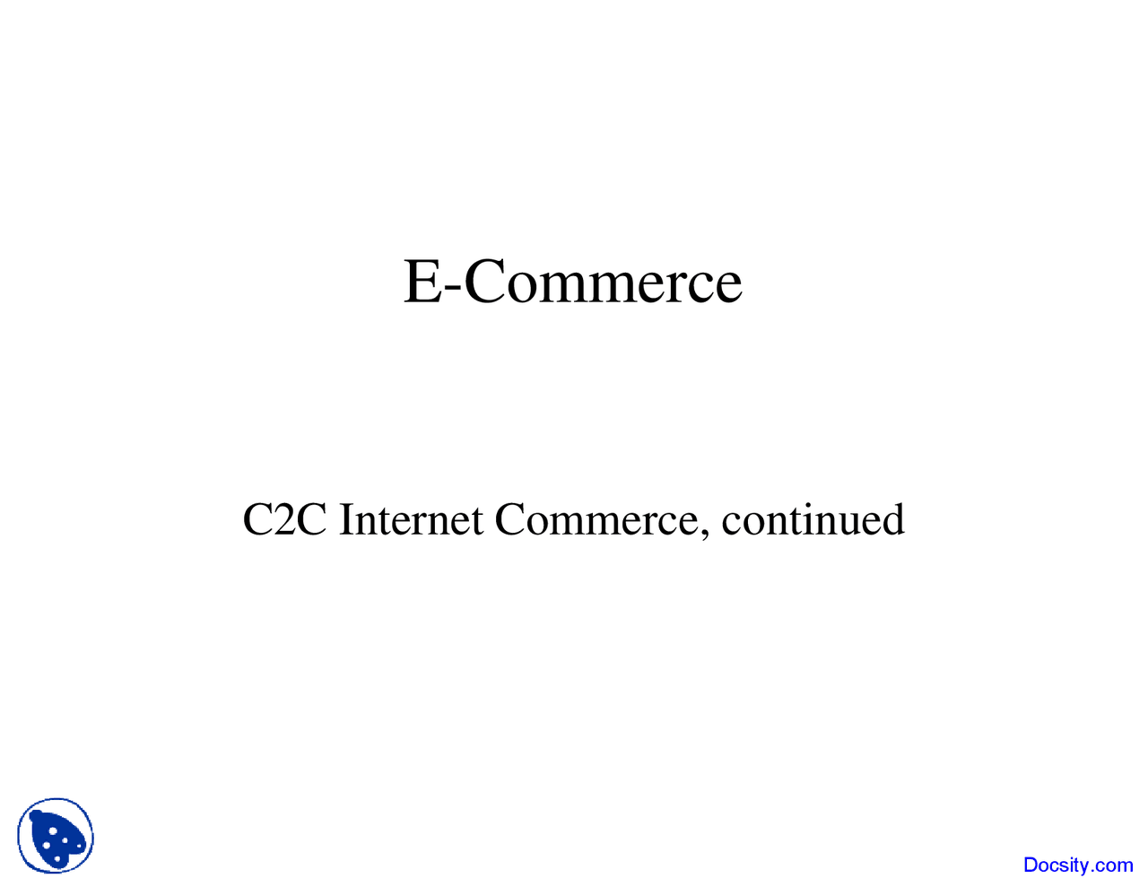 Massive Scale E Commerce Lecture Slides Docsity