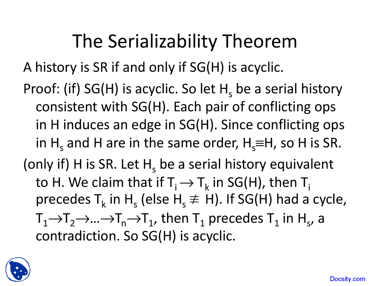 Serializability Theorem E Commerce Lecture Slides Docsity