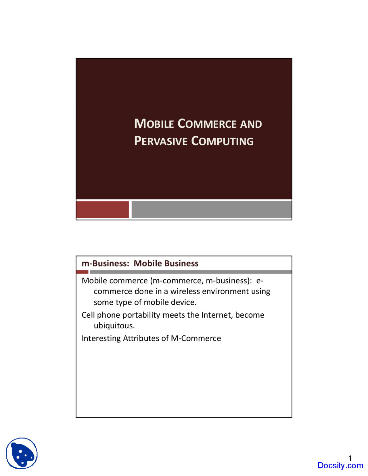 Mobile Business E Commerce Lecture Slides Docsity