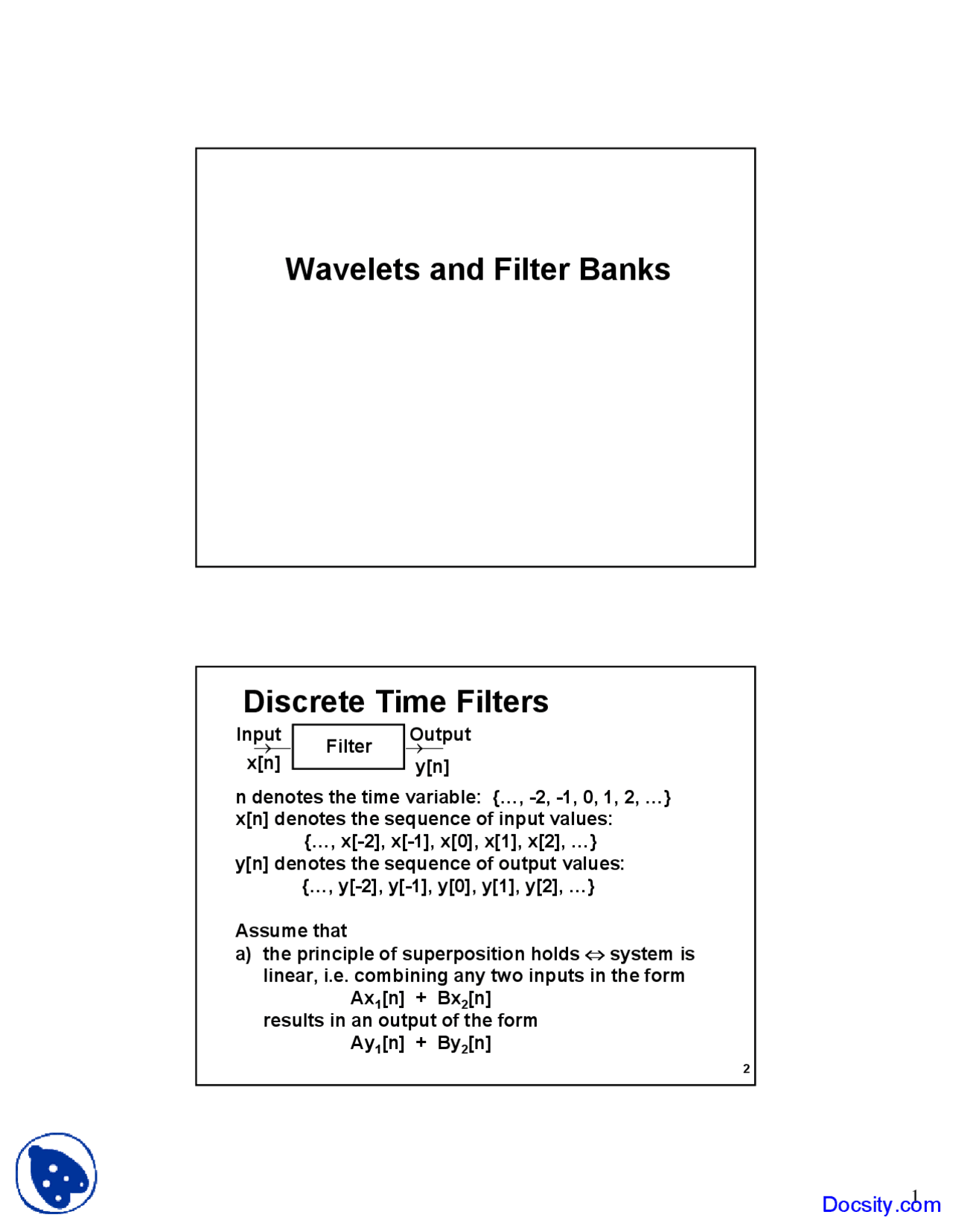 Wavelets And Filter Banks Banking Lecture Slides Docsity