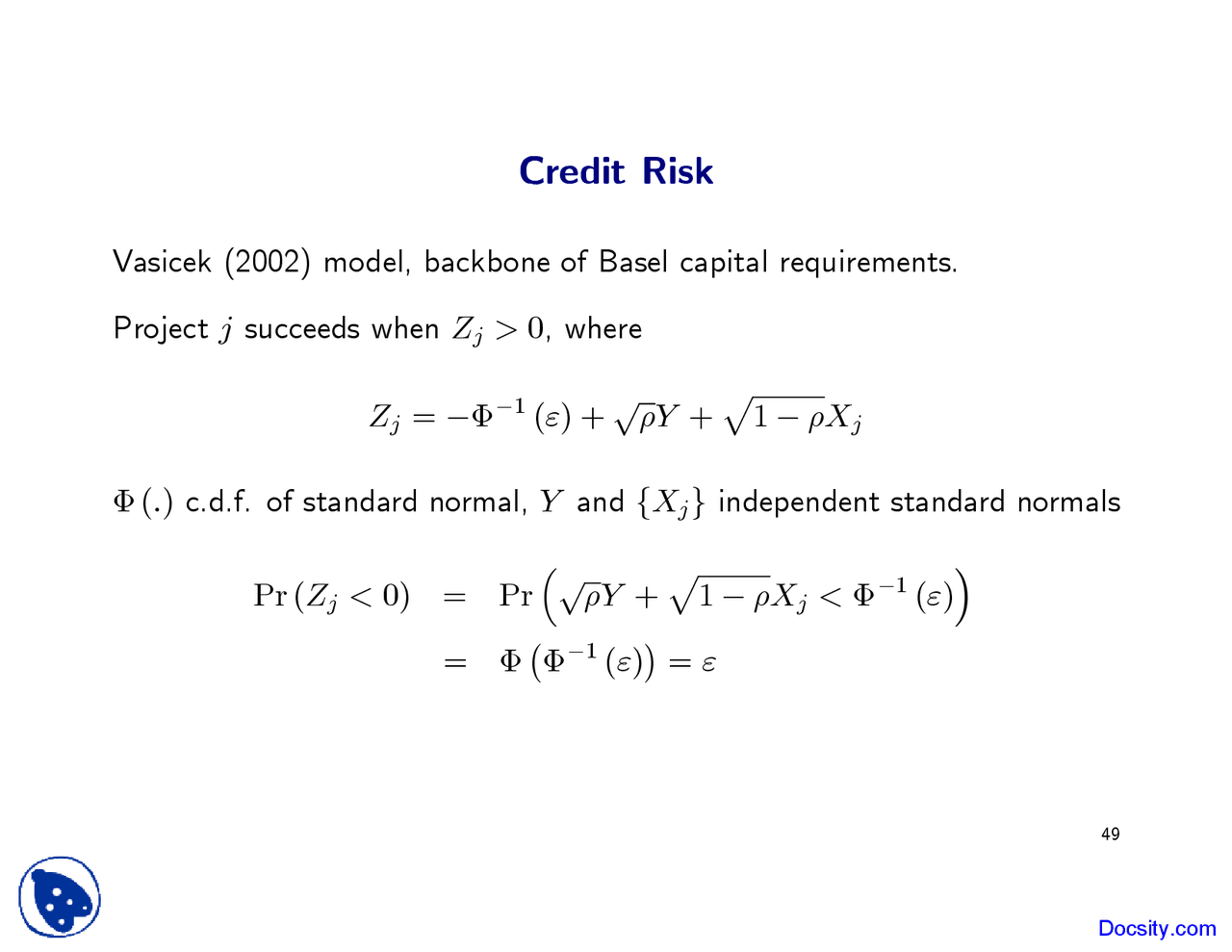 Credit Risk Banking Lecture Slides Docsity