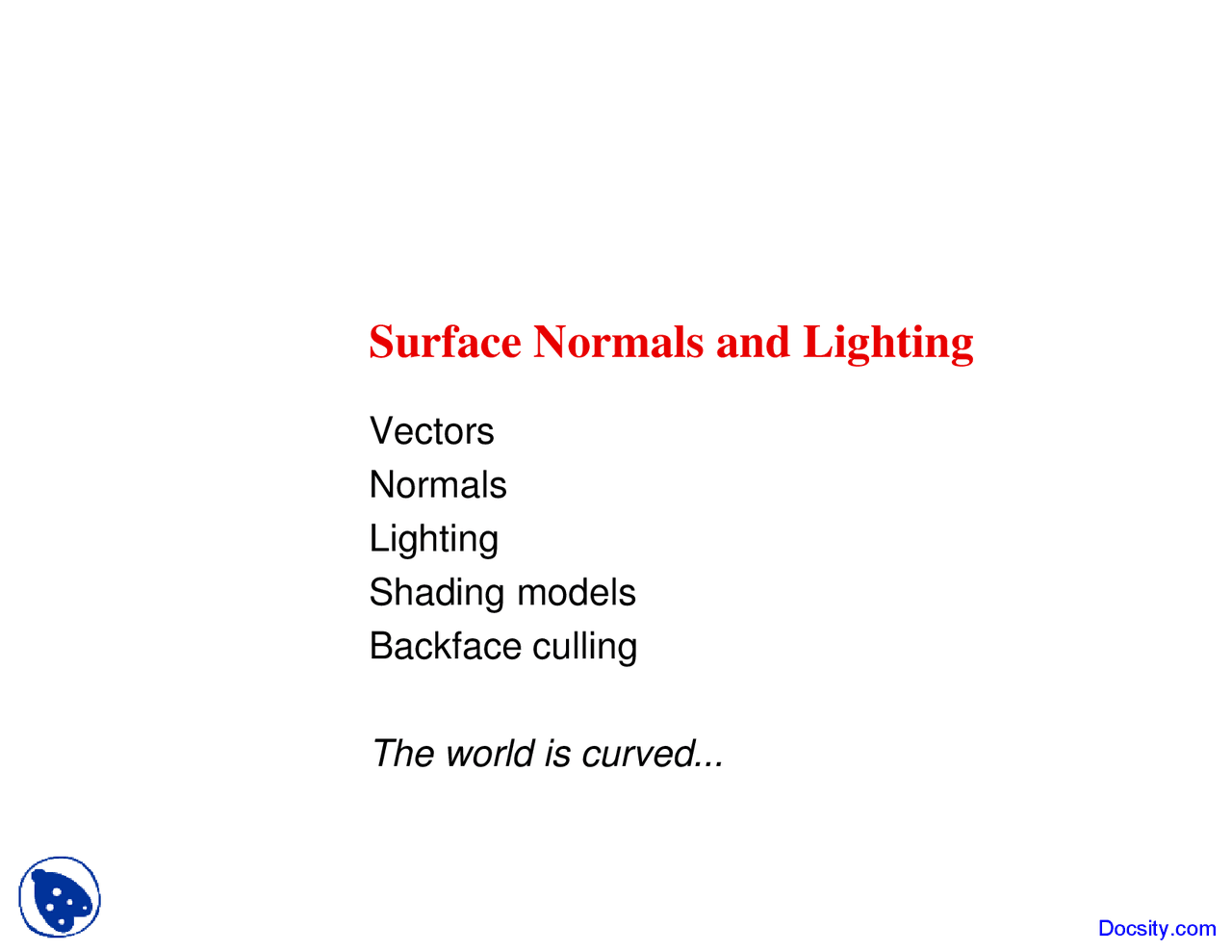 Surface Normals - E-Commerce - Lecture Slides - Docsity