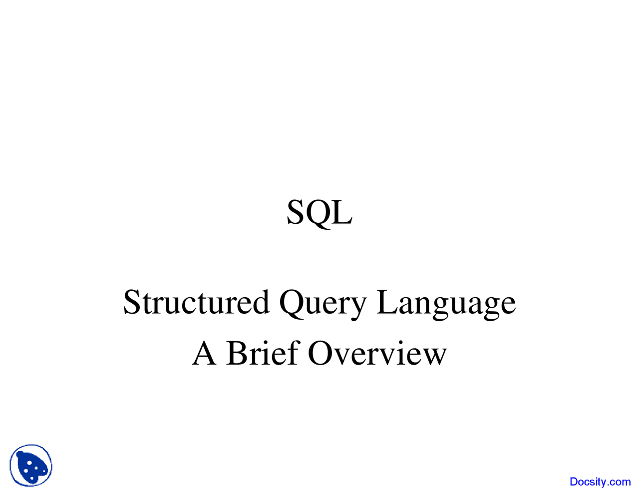 Structured Query Language E Commerce Lecture Slides Docsity