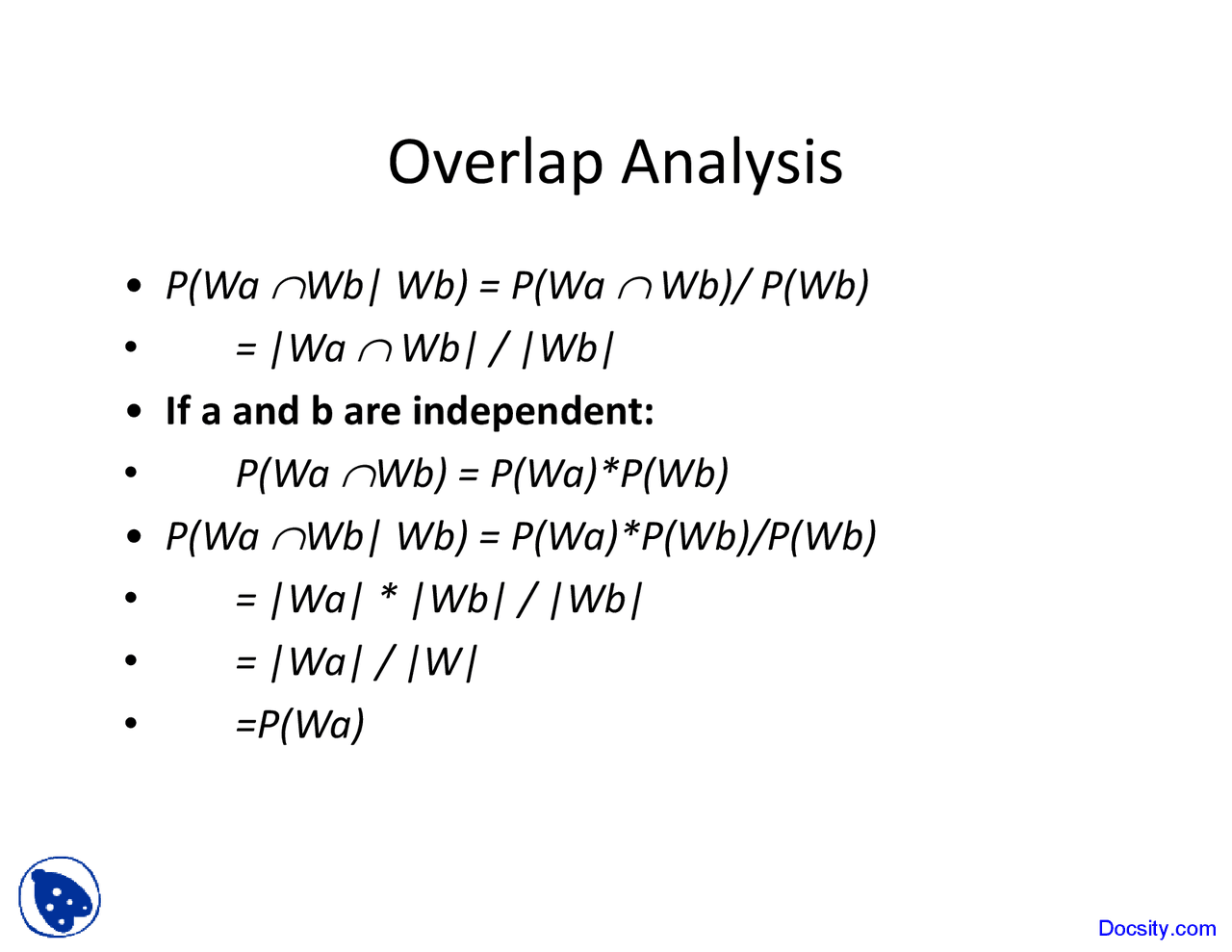 Overlap Analysis - E-Commerce - Lecture Slides - Docsity