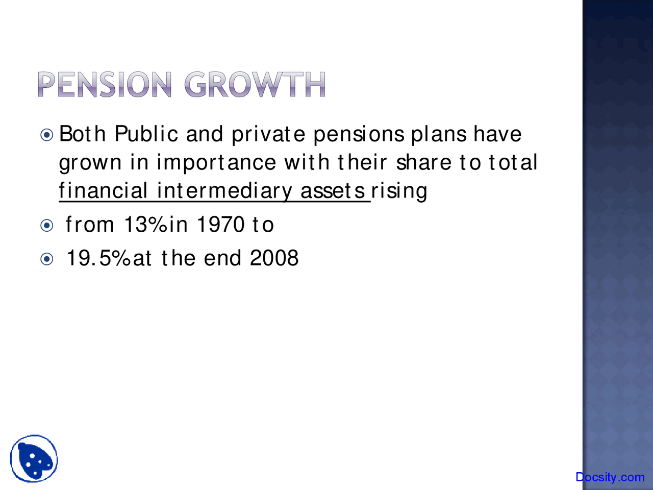Pension Growth - Banking - Lecture Slides - Docsity