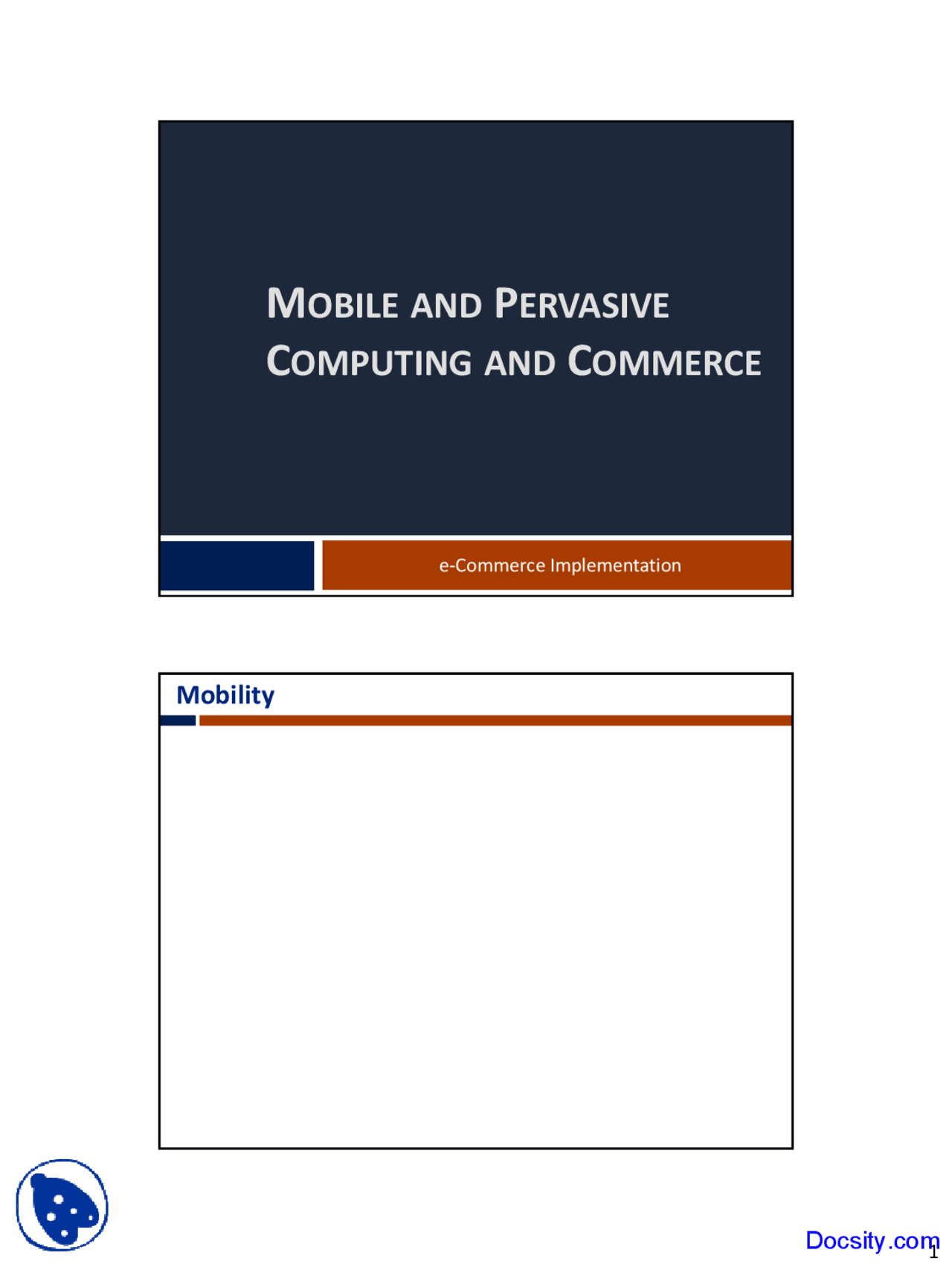 Mobile Entertainment E Commerce Lecture Slides Docsity
