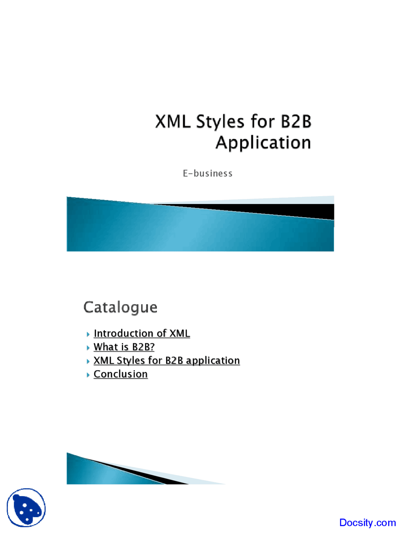 XML and E-Business: Understanding B2B Transactions and XML Styles | Slides Fundamentals of E ...