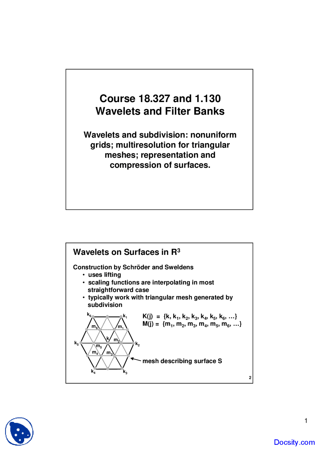 Wavelets And Subdivision Banking Lecture Slides Docsity