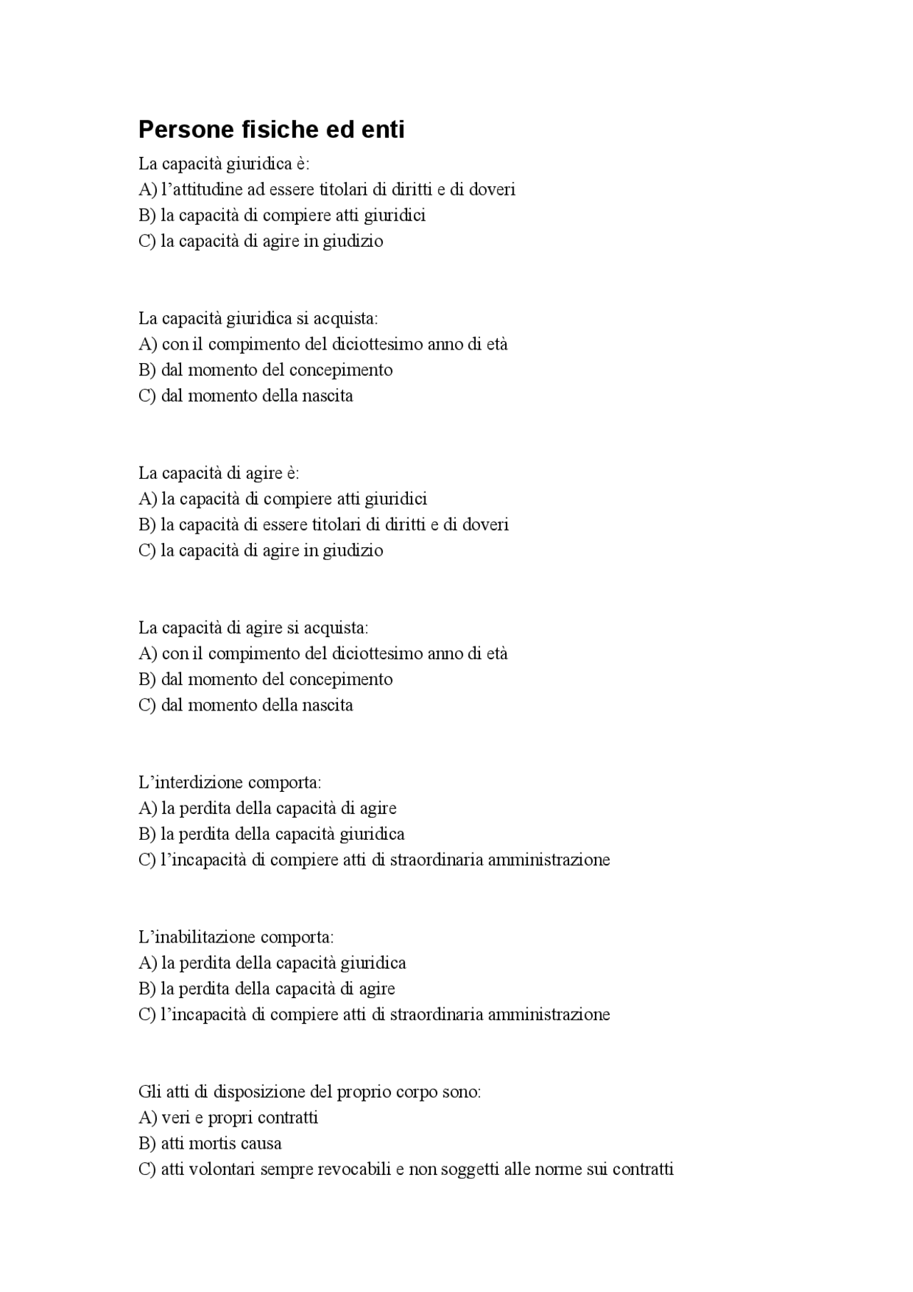 Quiz Di Diritto Civile Docsity