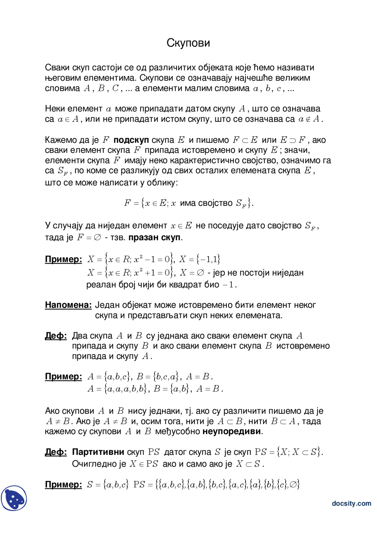 Skupovi-Skripta-Inzenjerska matematika-Elektrotehnika | Rezime' predlog Inženjerska matematika ...