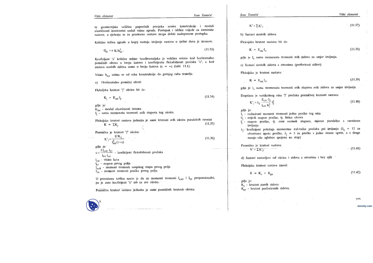 Betonske konstrukcije-Skripta-Konstrukcije-Gradjevina 9 | Rezime' predlog Konstrukcije | Docsity