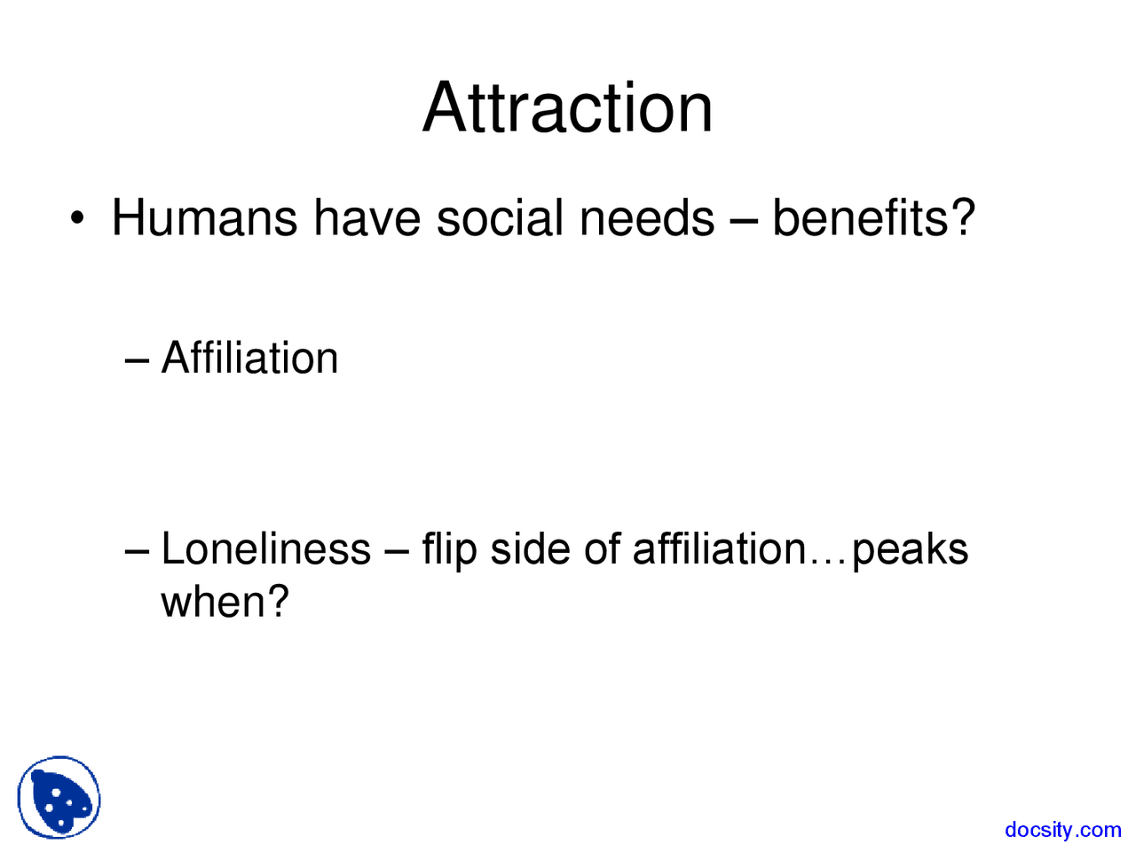 Attraction Lecture Slides Social Psychology Docsity