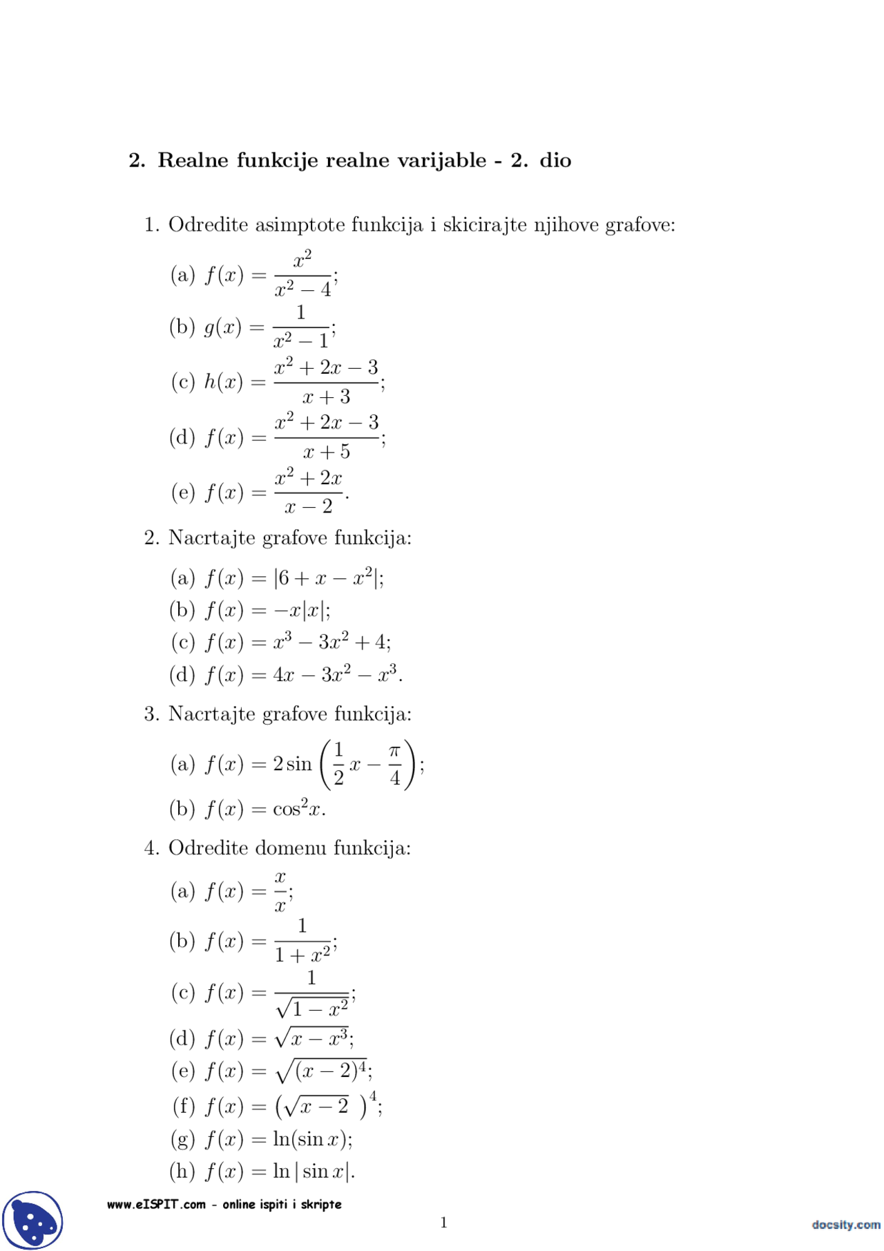 Zadaci-Vezbe-Realne funkcije-Elektrotehnika (3) | Vežbe' predlog ...
