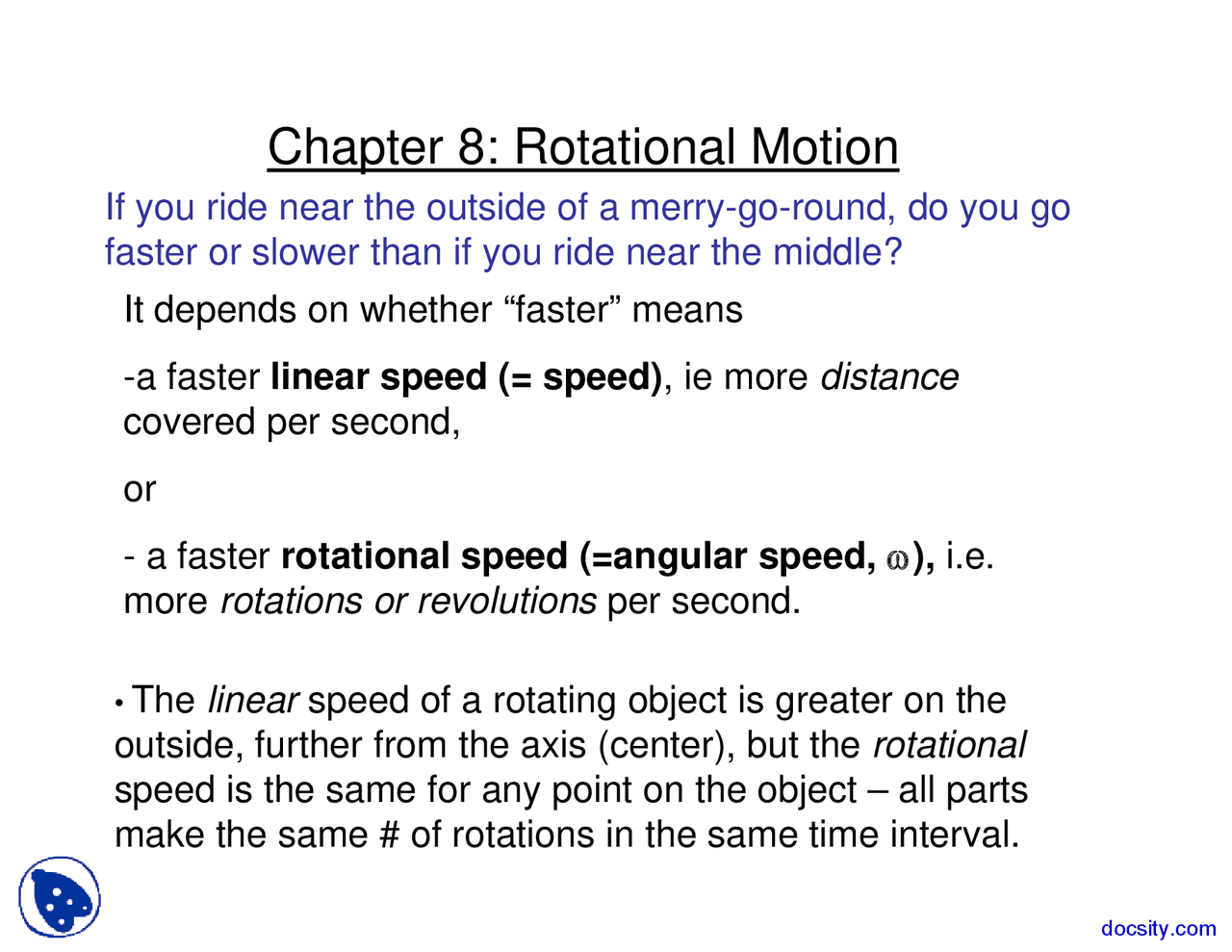 Rotational Motion Lecture Slides Basic Concepts Of Physics Slides