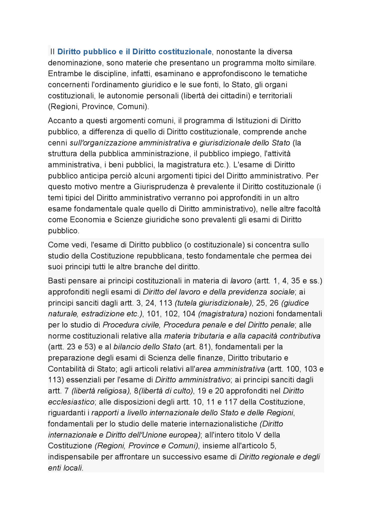 Obbiettivi e domande esame Diritto Pubblico - Docsity