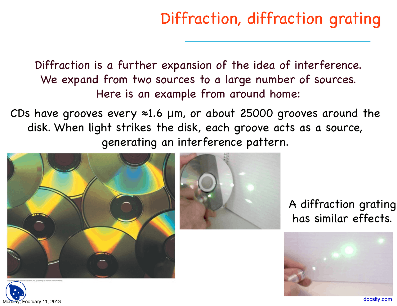Diffraction Grating Optics And Modern Physics Lecture Slides Docsity