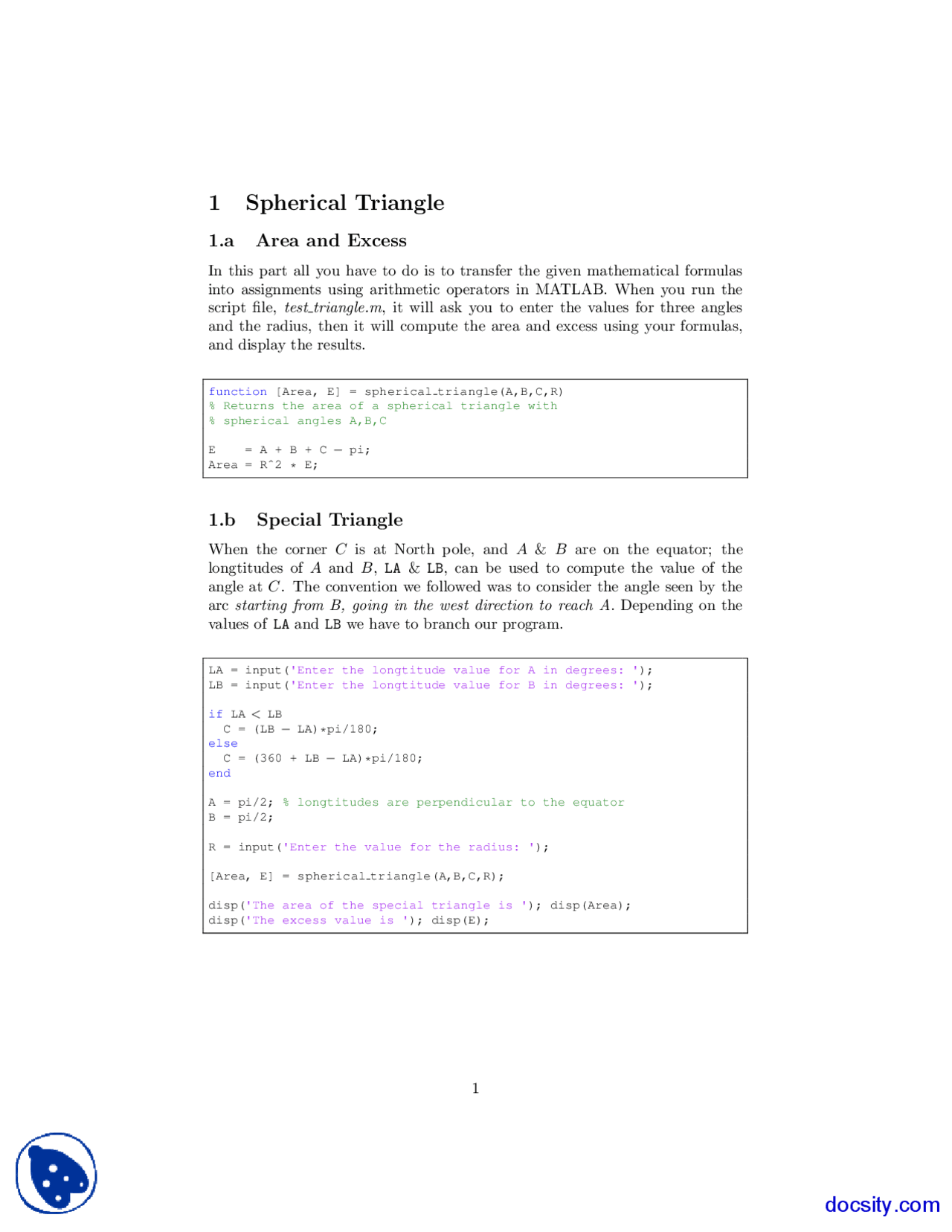 Spherical Triangle Fundamental Programming Concepts Solved Homework