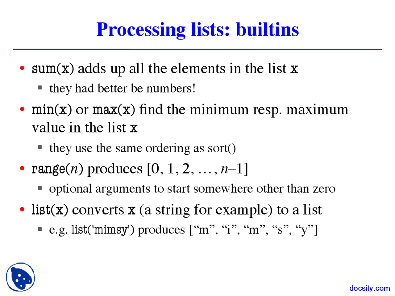 Sequences Introduction To Computing Using Python Lecture Slides Docsity