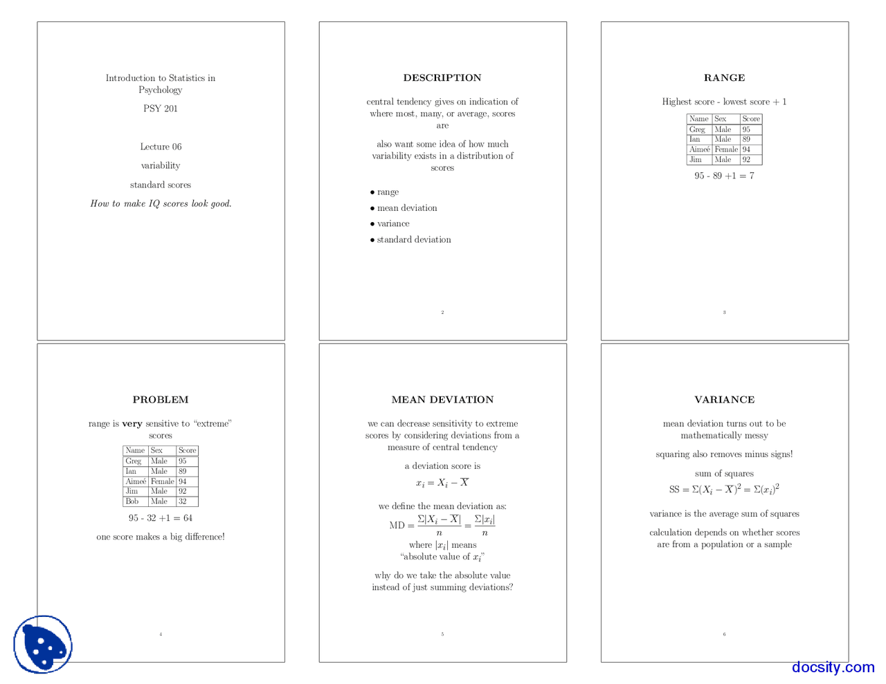 Variability Introduction To Statistics In Psychology Lecture Slides