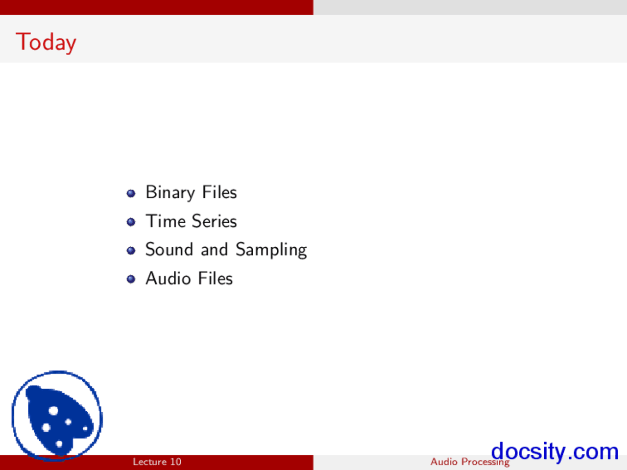 Audio Processing Fundamental Programming Concepts Lecture Slides Docsity