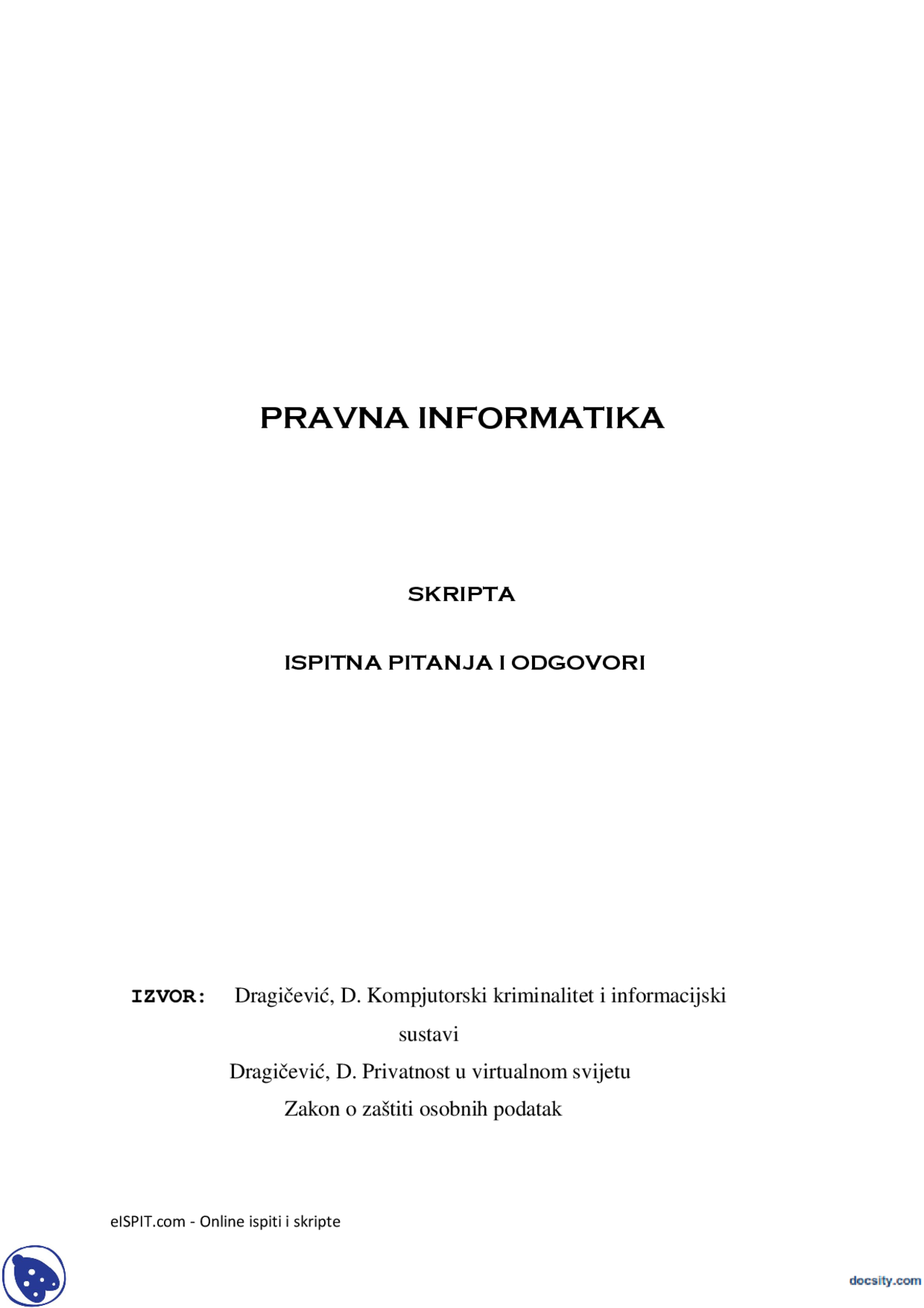 Ispitna pitanja-Ispit-Pravo (2) | Ispiti' predlog Pravo - Docsity