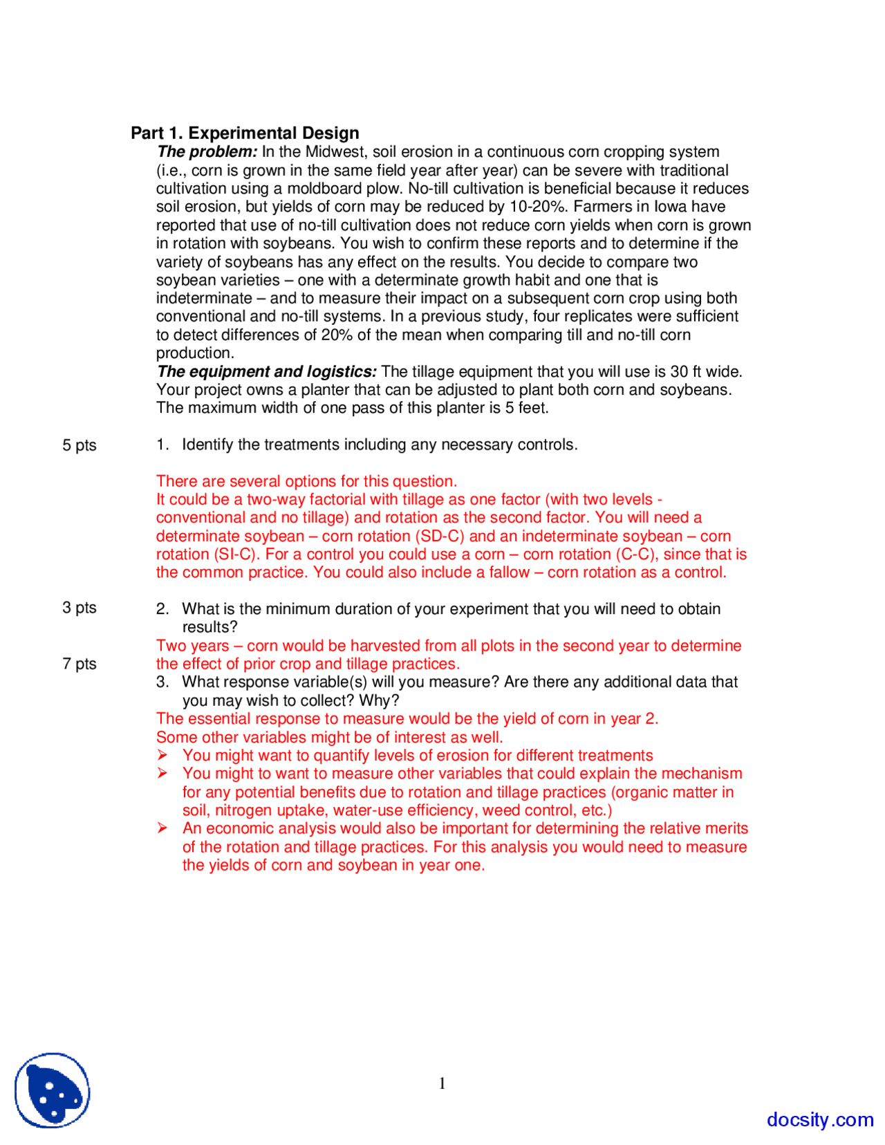 Soil Erosion - Experimental Design in Agriculture - Solved Past Exam ...
