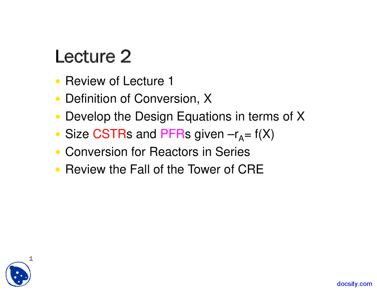 Conversion - Chemical Reaction Engineering - Lecture Slides | Slides ...