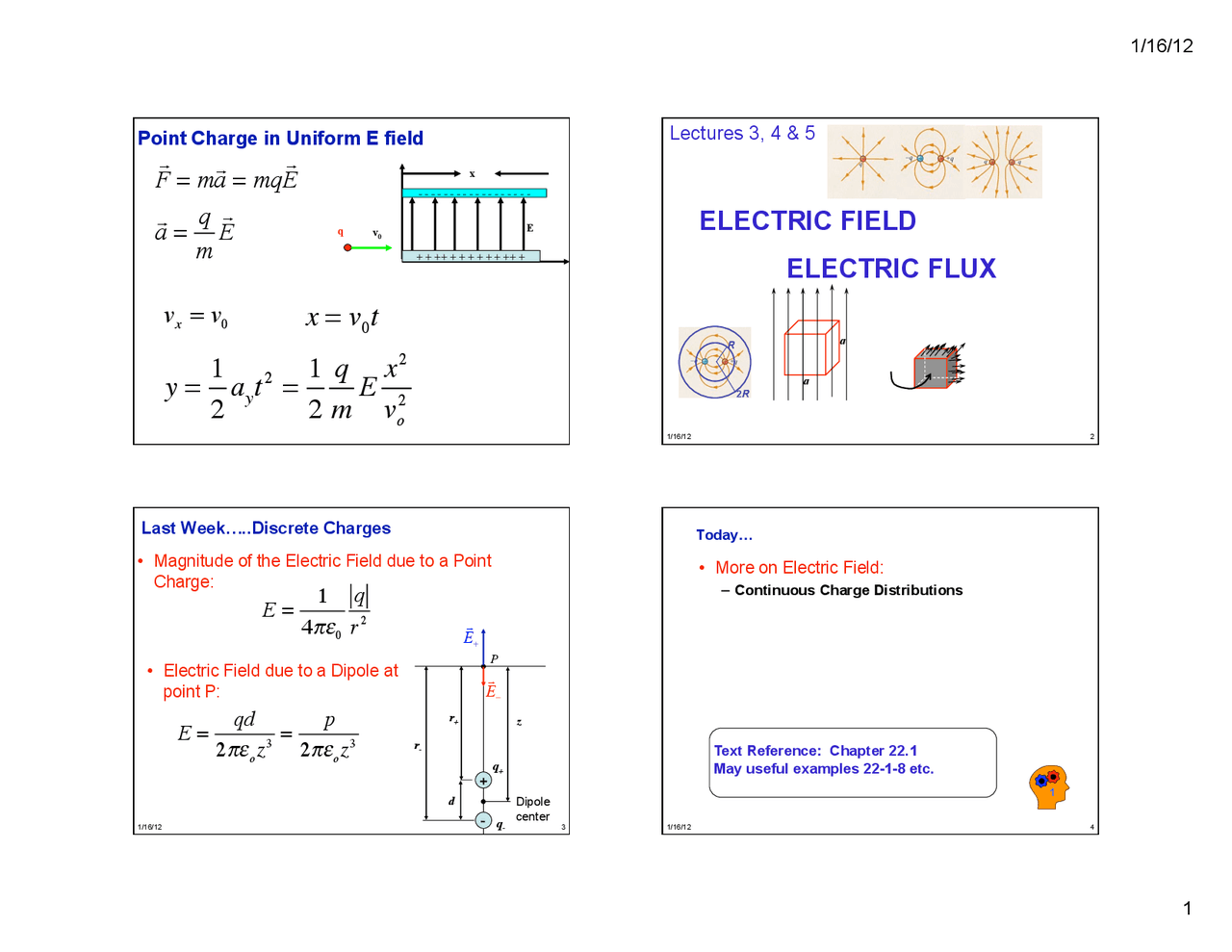Electric Field Electric Flux Electricity And Optics Lecture Slides