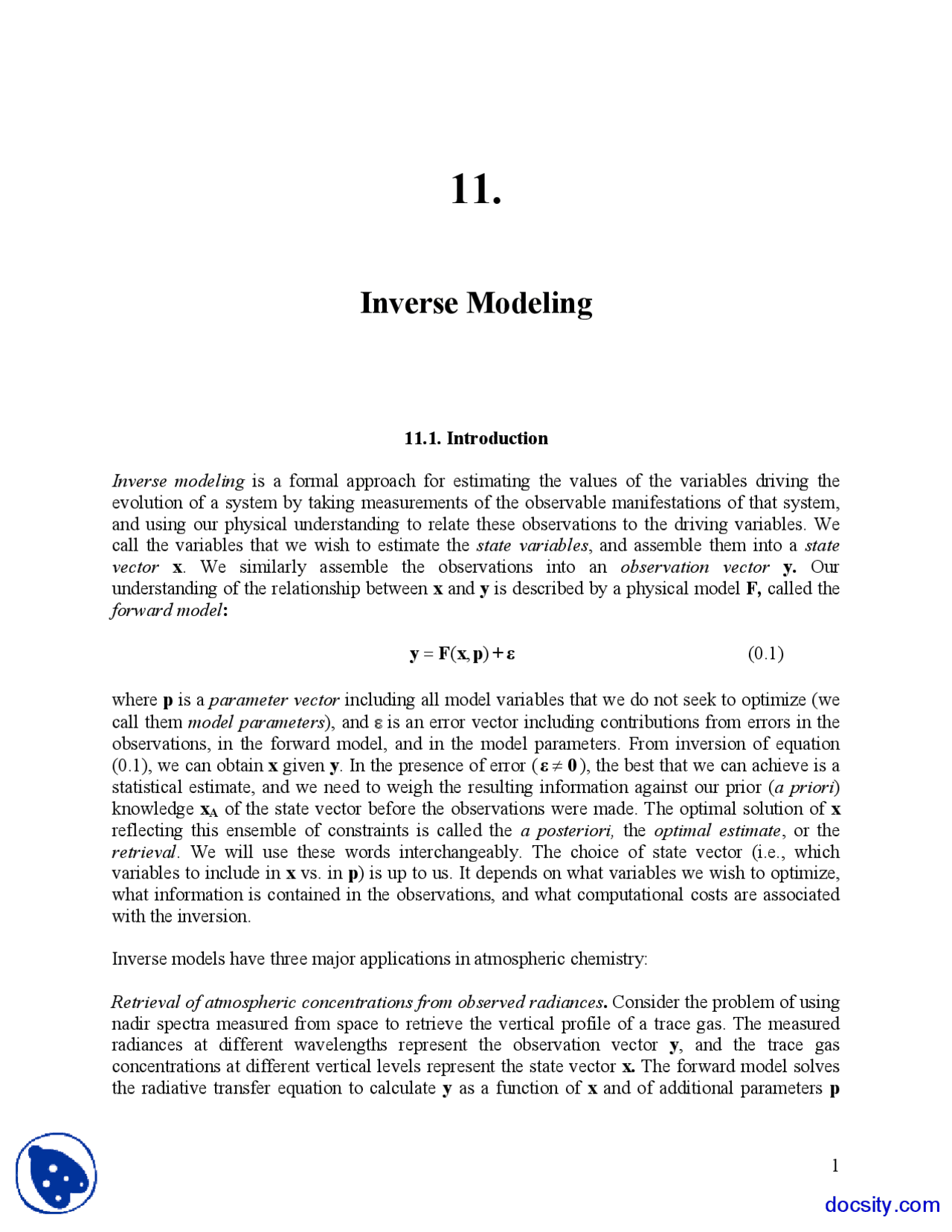 Inverse Modeling - Atmospheric Chemistry - Lecture Notes | Study notes ...