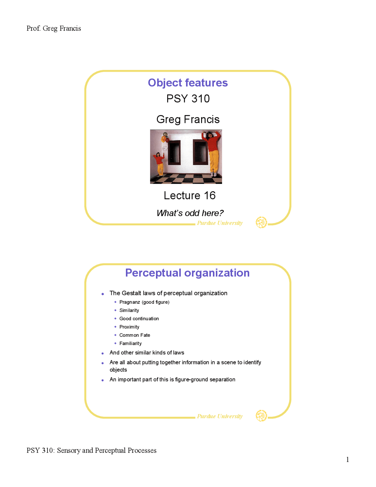Object Features Sensory And Perceptual Processes Lecture Slides