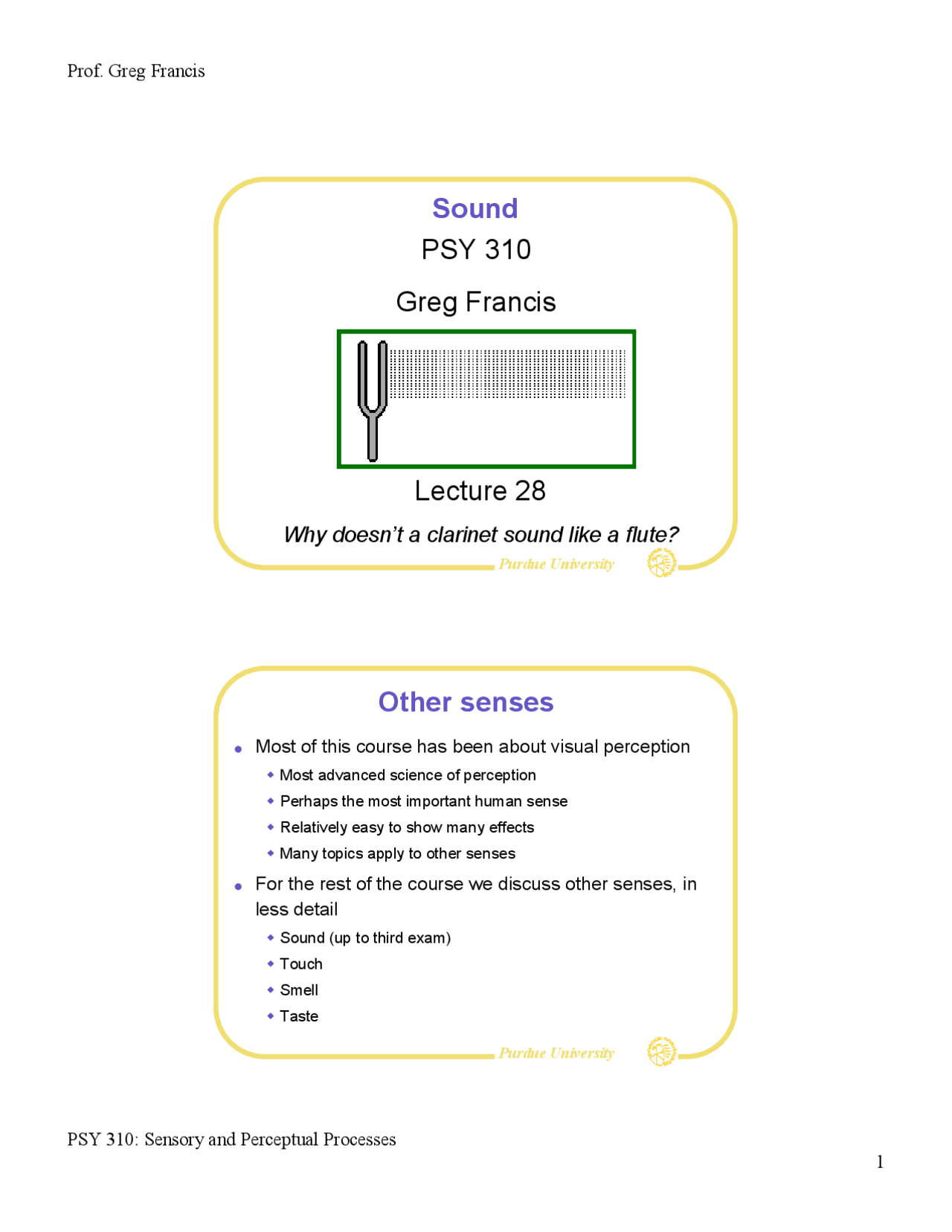 Sound Sensory And Perceptual Processes Lecture Slides Docsity