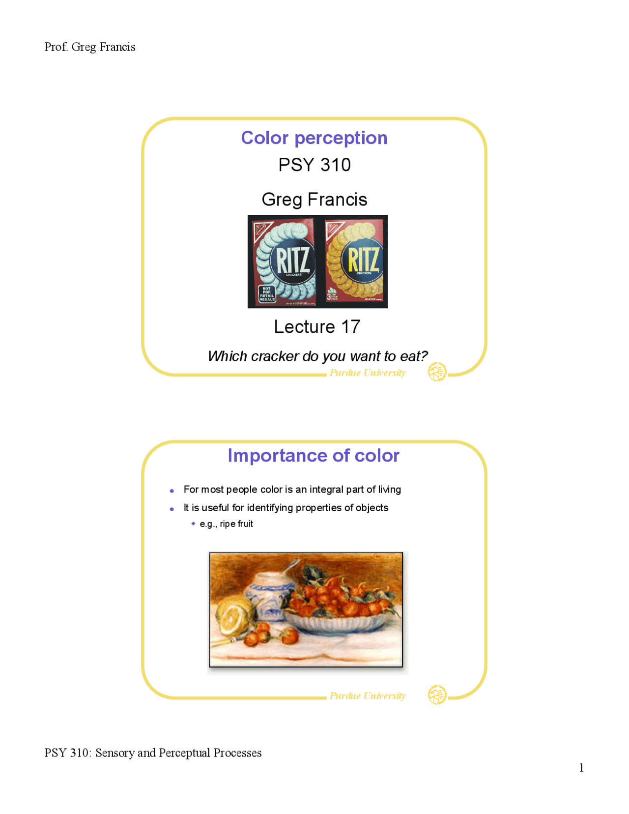 Color Perception Sensory And Perceptual Processes Lecture Slides