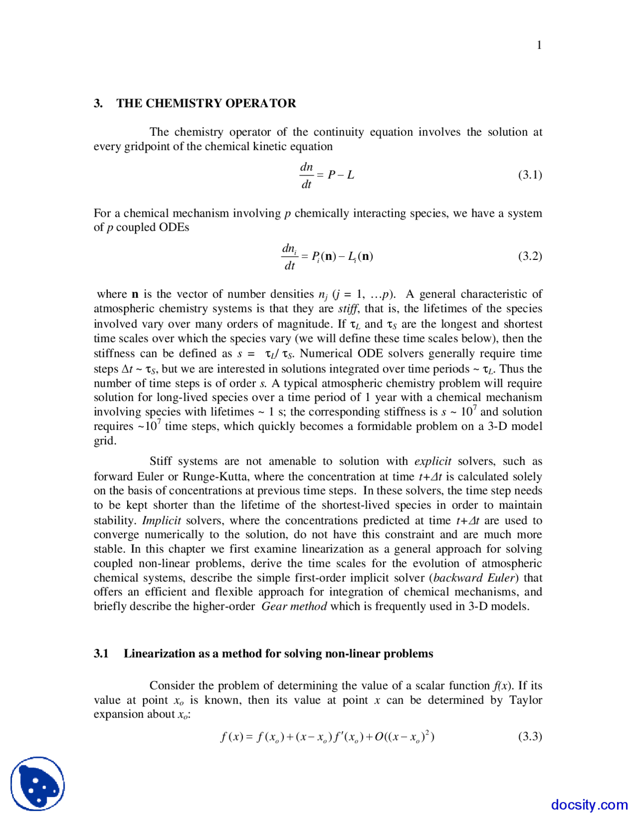 Chemistry Operator - Atmospheric Chemistry - Lecture Notes | Study ...