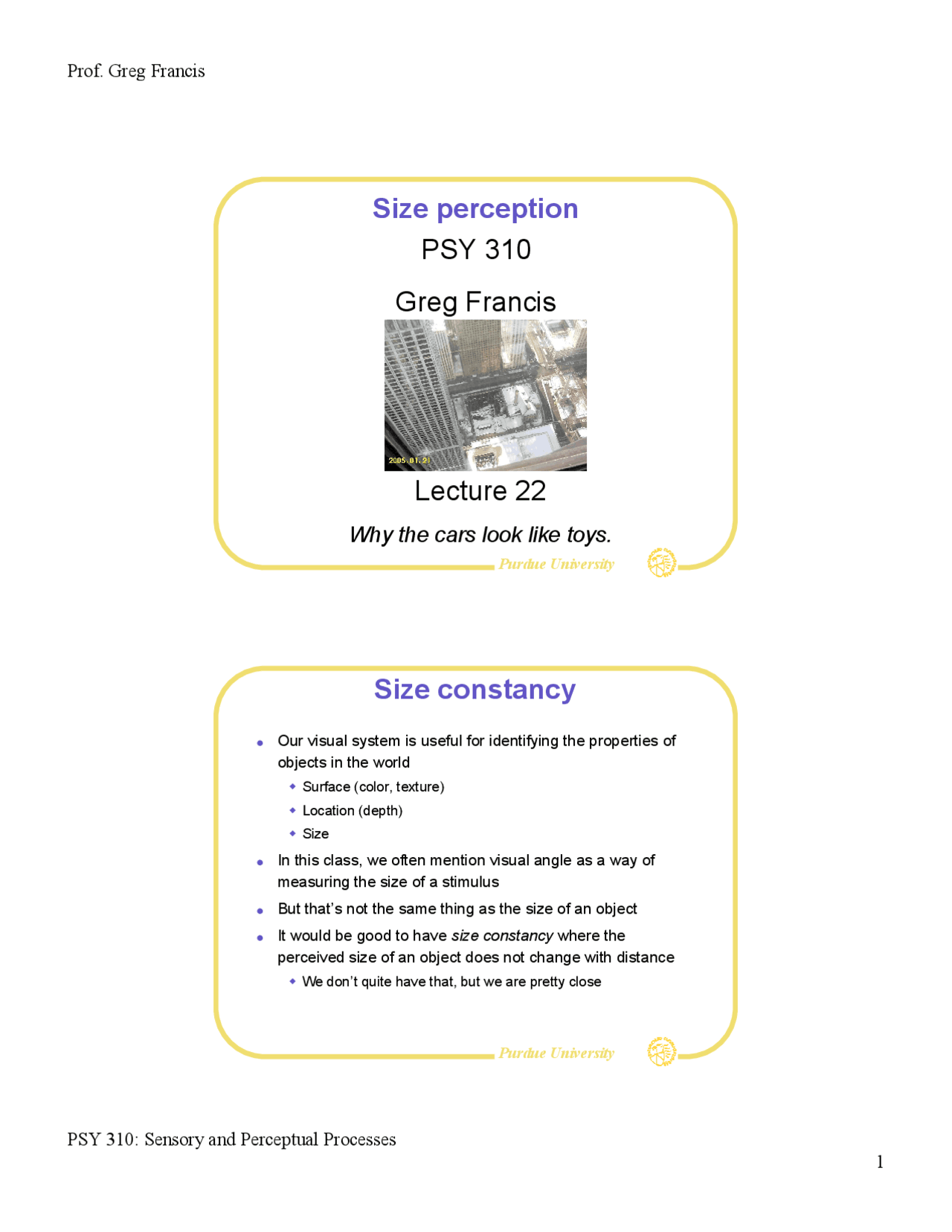 Size Perception Sensory And Perceptual Processes Lecture Slides