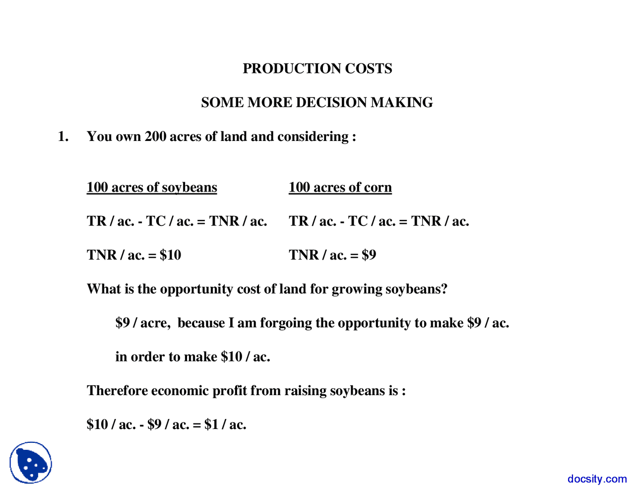 Decision Making - Introduction to Agricultural Economics - Lecture ...