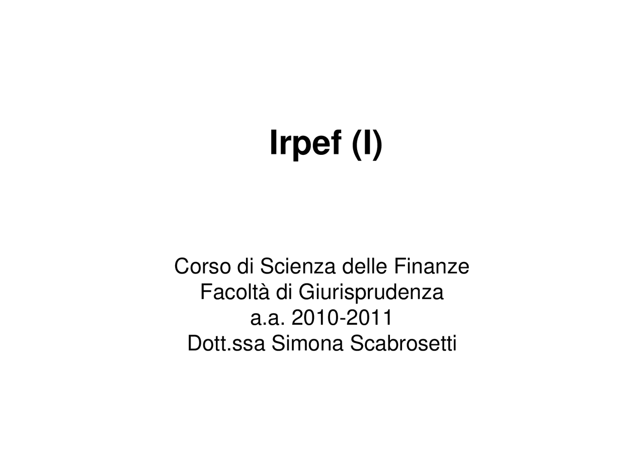 Irpef I Docsity